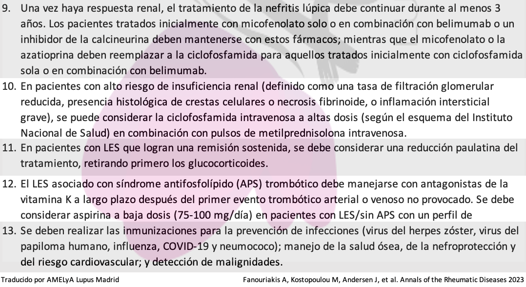 Recomendaciones EULAR para el manejo del lupus eritematoso sistémico